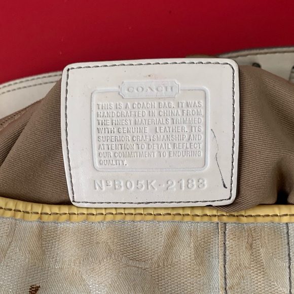 Coach | Bags | Authentic Coach Ivory Leather Fabric Handbag | Poshmark